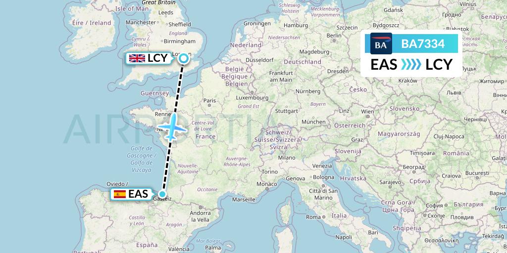 BA7334 Flight Status British Airways: San Sebastian to London (BAW7334)