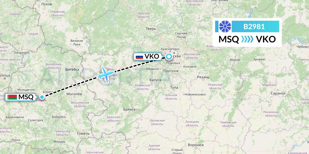B2981 Flight Status Belavia: Minsk to Moscow (BRU981)