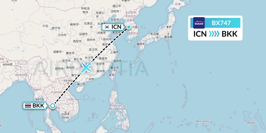 BX747 Flight Status Air Busan: Seoul to Bangkok (ABL747)
