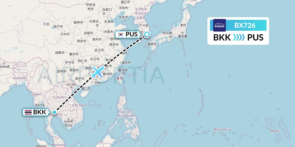 BX726 Flight Status Air Busan: Bangkok to Busan (ABL726)