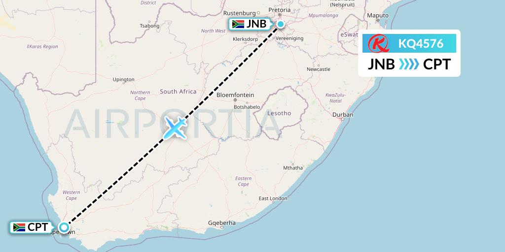KQ4576 Flight Status Kenya Airways: Johannesburg to Cape Town (KQA4576)