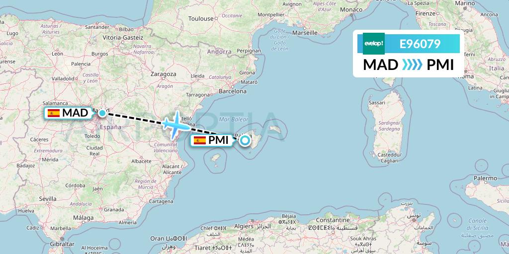 E96079 Flight Status Evelop Airlines: Madrid to Palma de Mallorca (EVE6079)