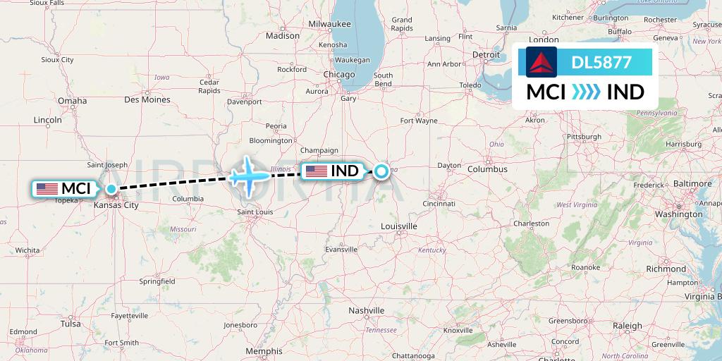 DL5877 Flight Status Delta Air Lines: Kansas City to Indianapolis (DAL5877)