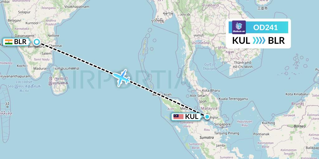 OD241 Flight Status Batik Air Malaysia: Kuala Lumpur to Bangalore (MXD241)