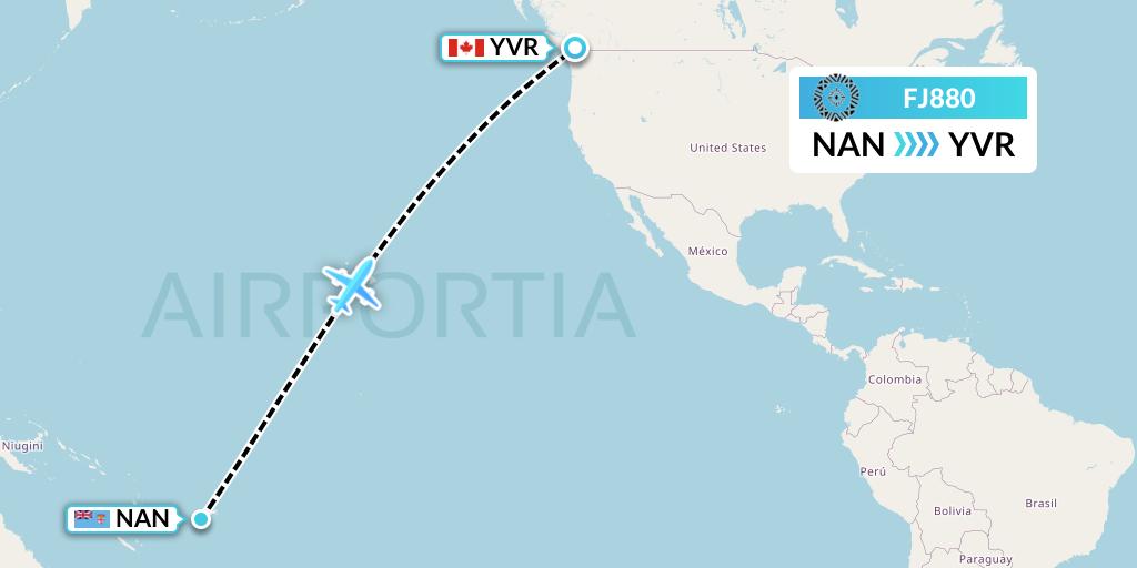 FJ880 Flight Status Fiji Airways: Nadi to Vancouver (FJI880)