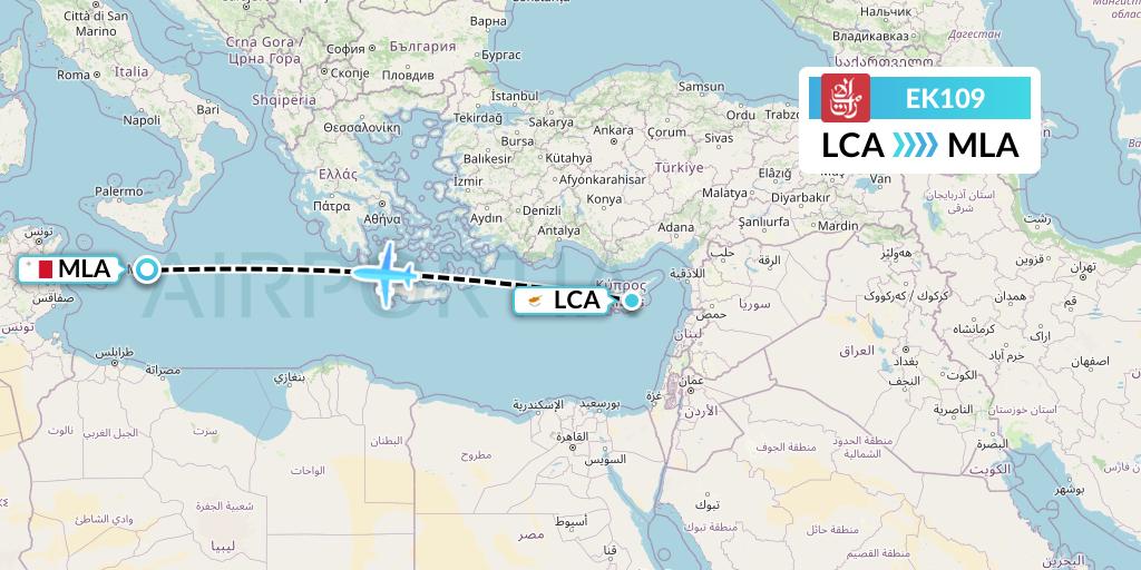 EK109 Flight Status Emirates: Larnaca to Malta (UAE109)