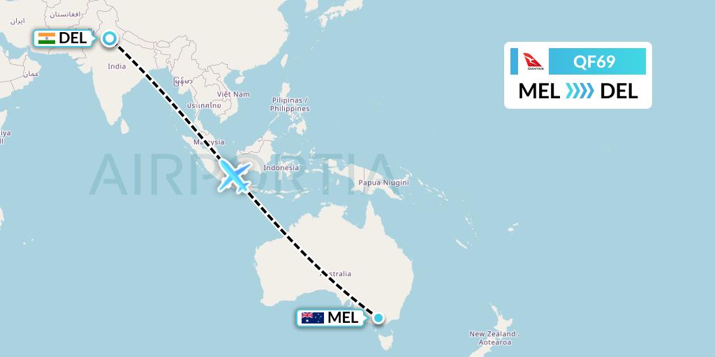 QF69 Flight Status Qantas: Melbourne to Delhi (QFA69)