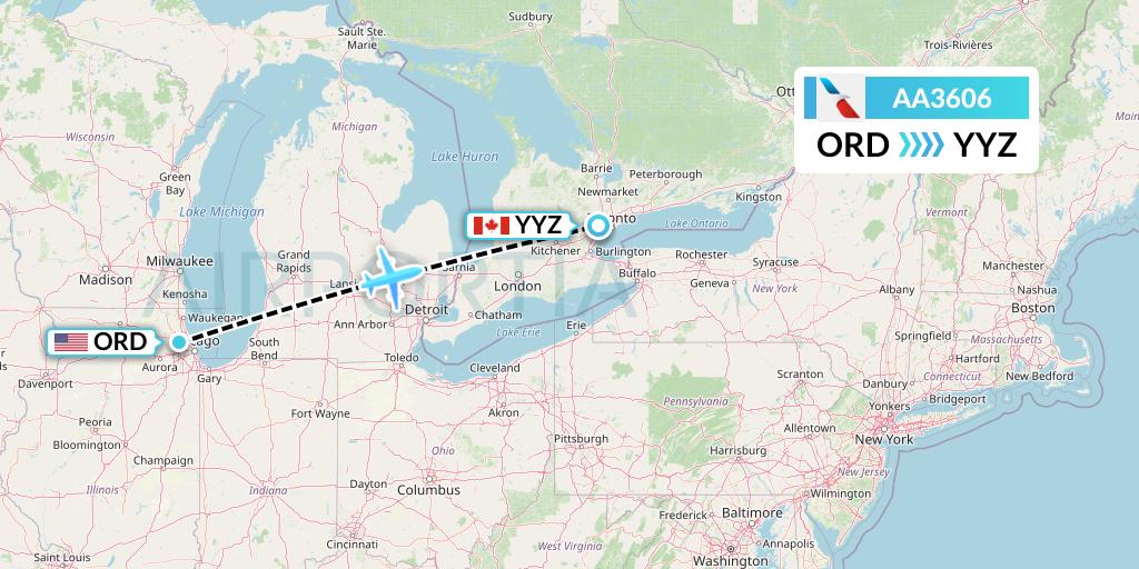 AA3606 Flight Status American Airlines: Chicago to Toronto (AAL3606)