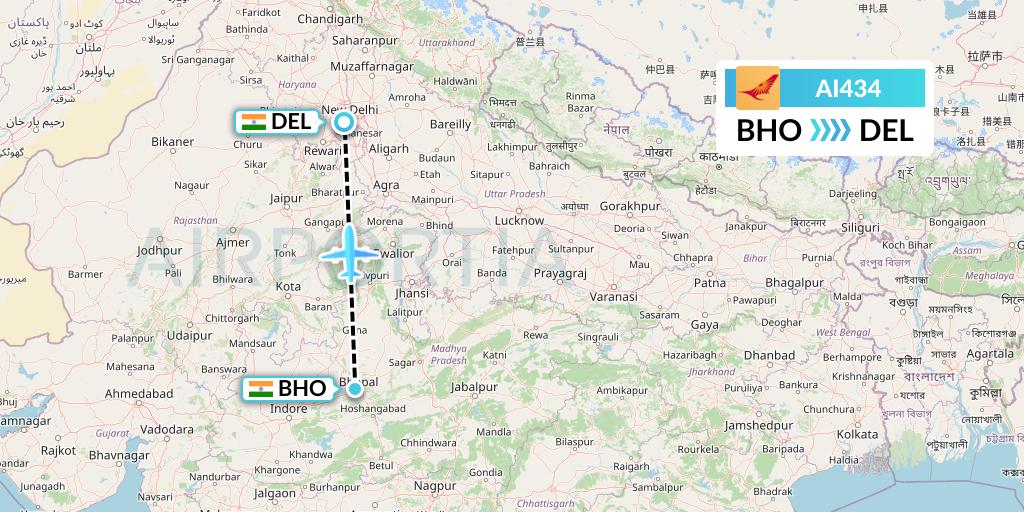 AI434 Flight Status Air India: Bhopal to Delhi (AIC434)