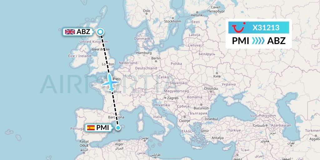 X31213 Flight Status TUI fly Germany: Palma de Mallorca to Aberdeen ...