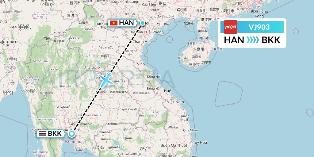VJ903 Flight Status VietJet Air: Hanoi to Bangkok (VJC903)