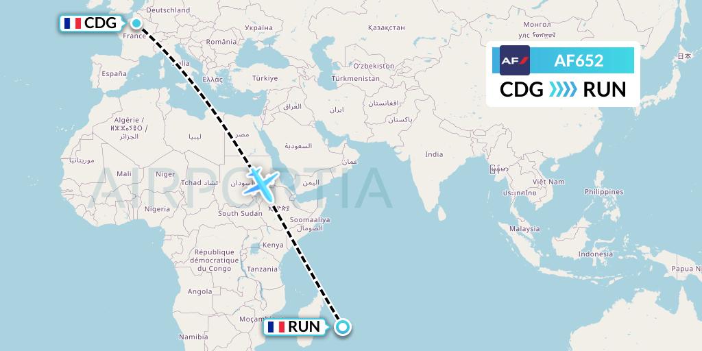 AF652 Flight Status Air France: Paris to Saint-Denis (AFR652)
