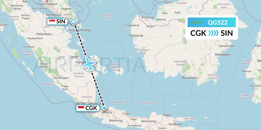 QG522 Flight Status Citilink: Jakarta to Singapore (CTV522)
