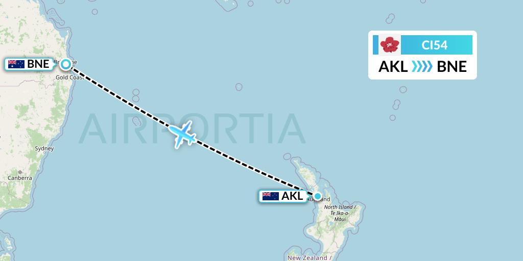 CI54 Flight Status China Airlines: Auckland to Brisbane (CAL54)