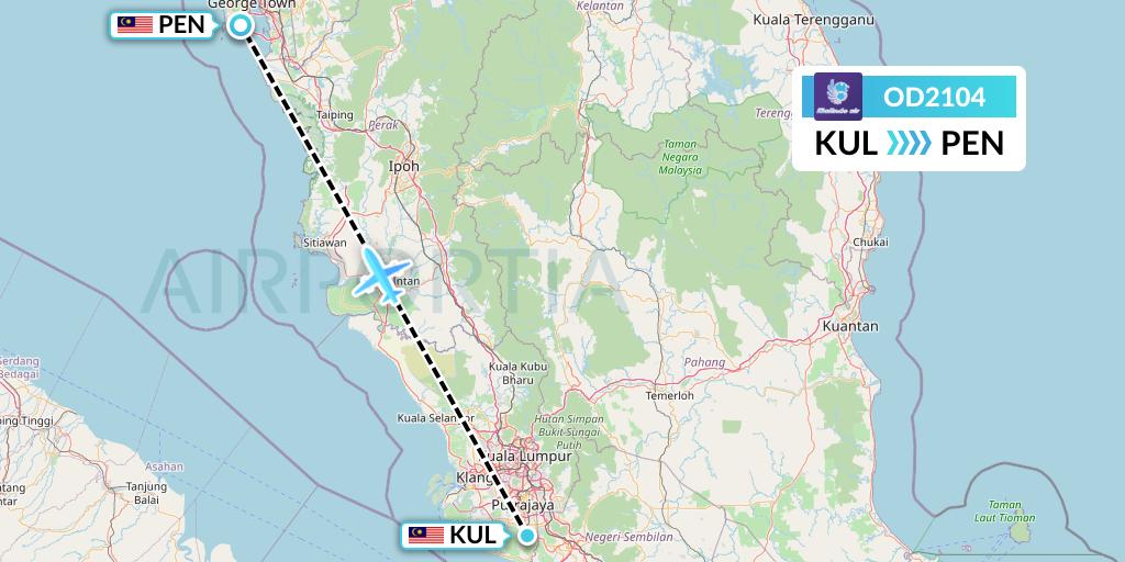 OD2104 Flight Status Batik Air Malaysia: Kuala Lumpur to Penang (MXD2104)