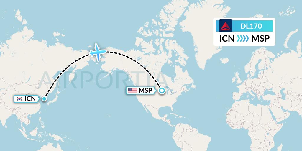 DL170 Flight Status Delta Air Lines: Seoul to Minneapolis (DAL170)