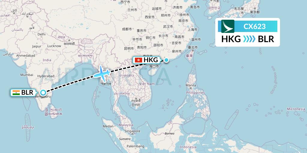 CX623 Flight Status Cathay Pacific: Hong Kong to Bangalore (CPA623)