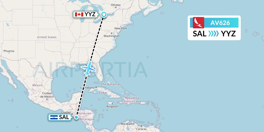 AV626 Flight Status Avianca: San Salvador to Toronto (AVA626)