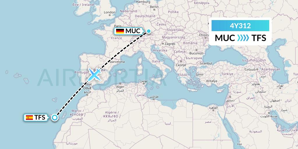 4Y312 Flight Status Eurowings Discover: Munich to Tenerife (OCN312)