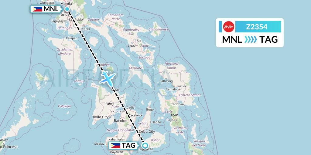 Z2354 Flight Status Philippines AirAsia: Manila to Tagbilaran City (EZD354)