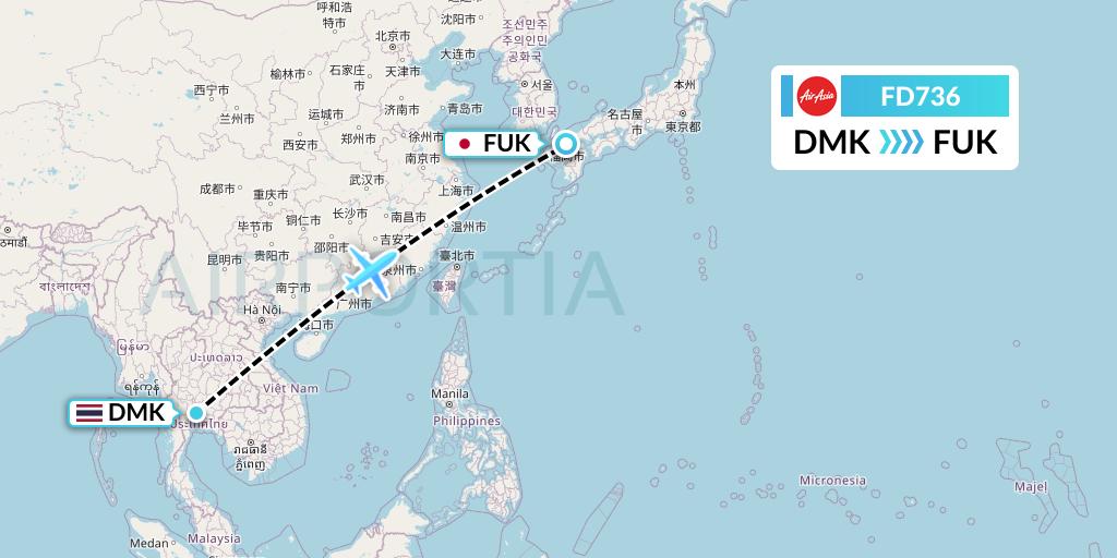 FD736 Flight Status Thai AirAsia: Bangkok to Fukuoka (AIQ736)