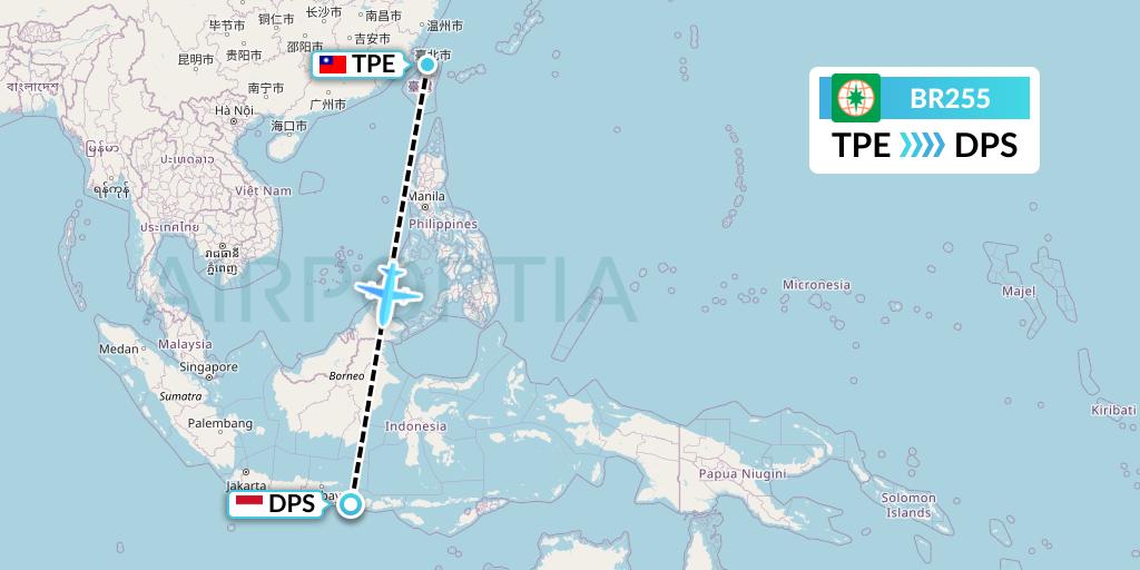 BR255 Flight Status EVA Air: Taipei to Denpasar (EVA255)