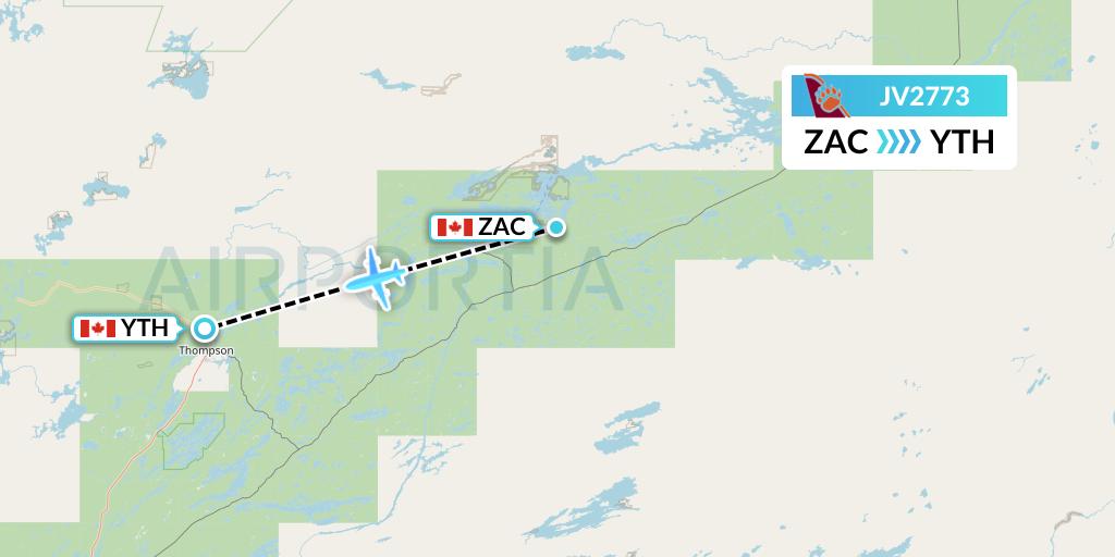 JV2773 Flight Status Bearskin Airlines: York Landing to Thompson (BLS2773)