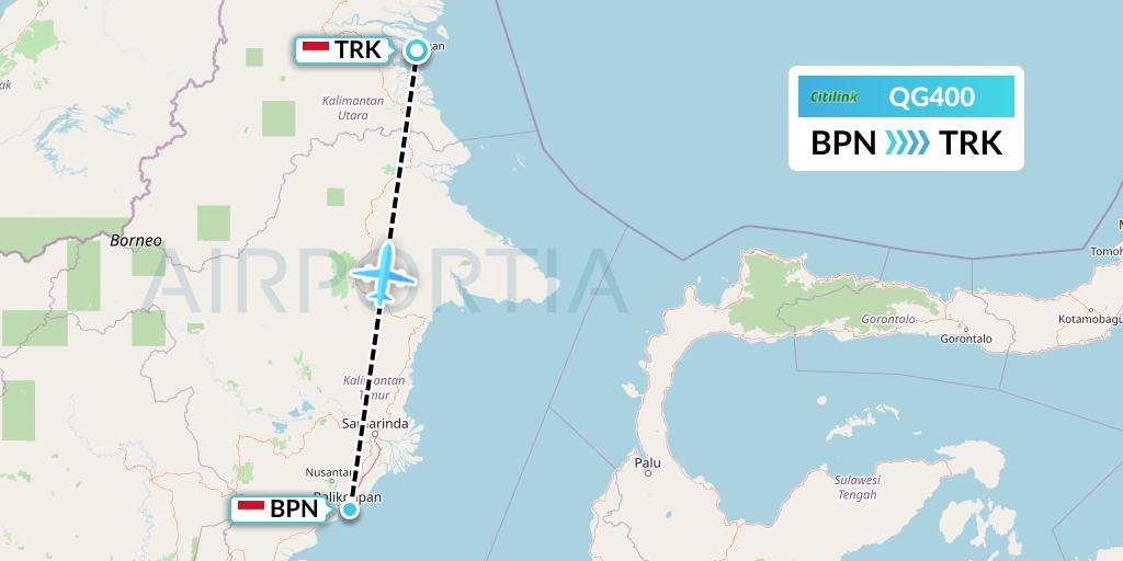 QG400 Flight Status Citilink: Balikpapan to Tarakan (CTV400)