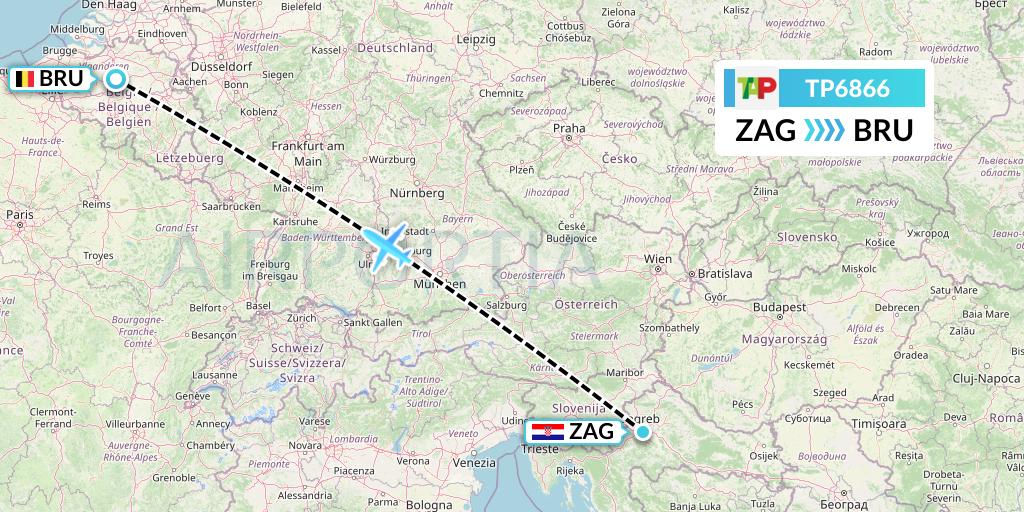 TP6866 Flight Status TAP Portugal: Zagreb to Brussels (TAP6866)