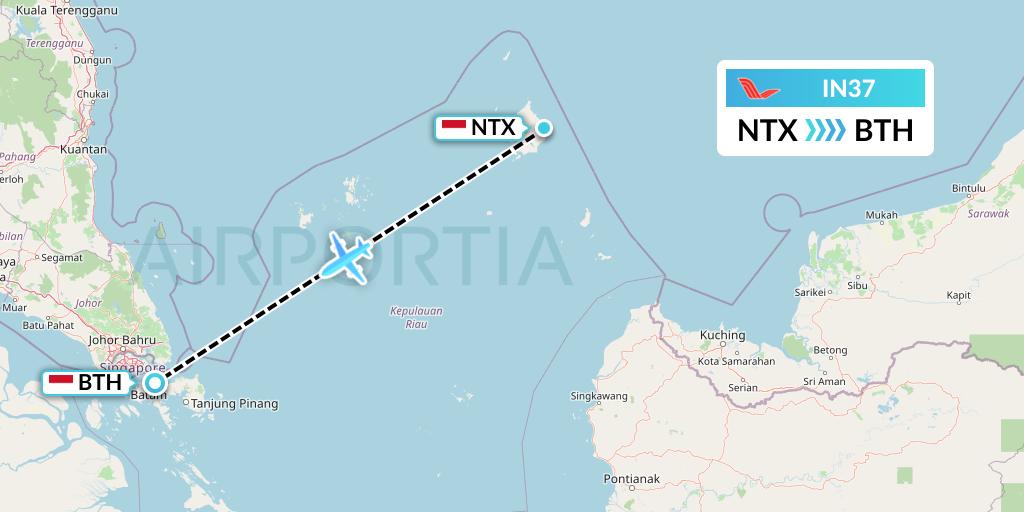IN37 Flight Status NAM Air: Ranai-Natuna Besar Island to Batam (NIH37)