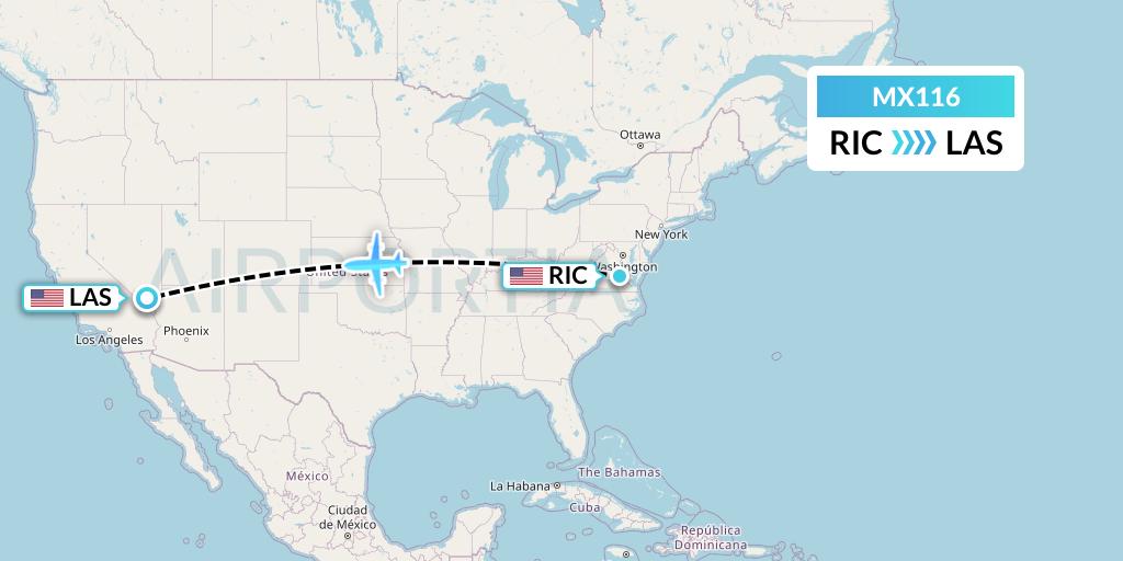 MX116 Flight Status Breeze Airways: Richmond to Las Vegas (MXY116)