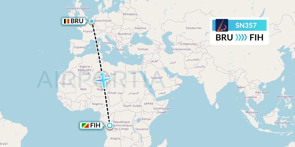 SN357 Flight Status Brussels Airlines: Brussels to Kinshasa (DAT357)