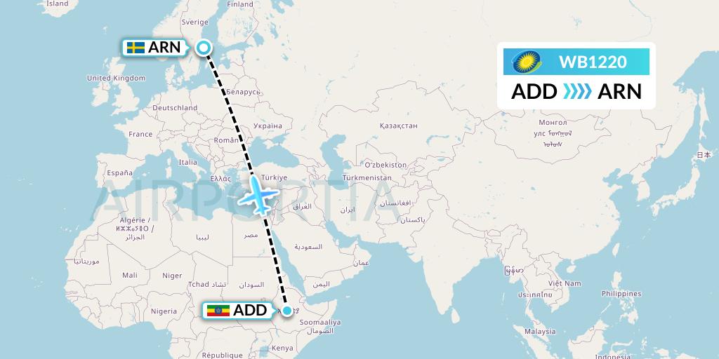 WB1220 Flight Status RwandAir: Addis Ababa to Stockholm (RWD1220)