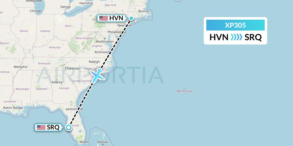 XP305 Flight Status Avelo Airlines: New Haven to Sarasota (VXP305)