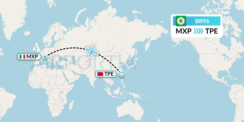 BR96 Flight Status EVA Air: Milan to Taipei (EVA96)