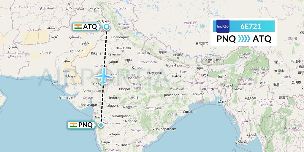 6E721 Flight Status IndiGo Airlines: Pune to Amritsar (IGO721)