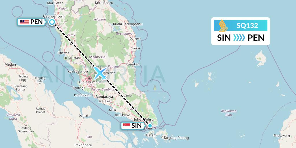 SQ132 Flight Status Singapore Airlines: Singapore to Penang (SIA132)