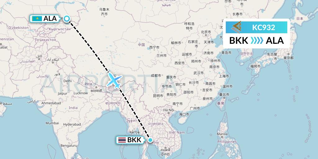 KC932 Flight Status Air Astana: Bangkok to Almaty (KZR932)