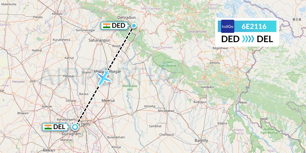 6E2116 Flight Status IndiGo Airlines: Dehradun to Delhi (IGO2116)