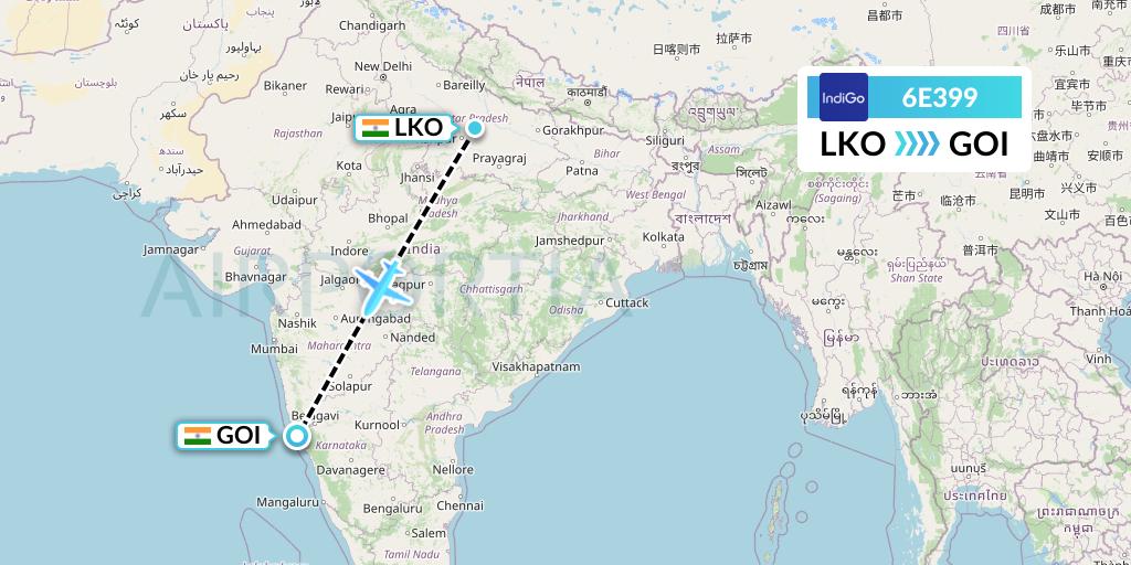 6E399 Flight Status IndiGo Airlines: Lucknow to Goa (IGO399)
