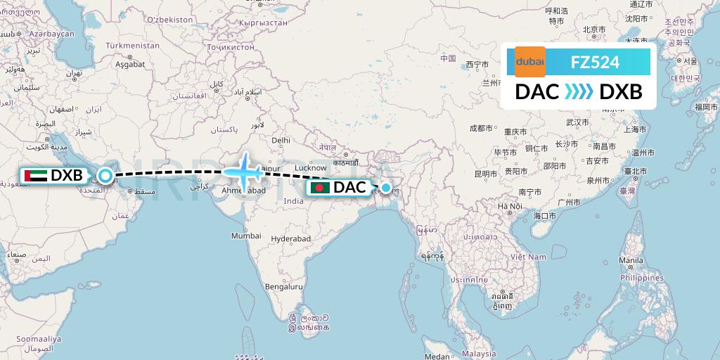 FZ524 Flight Status FlyDubai: Dhaka to Dubai (FDB524)