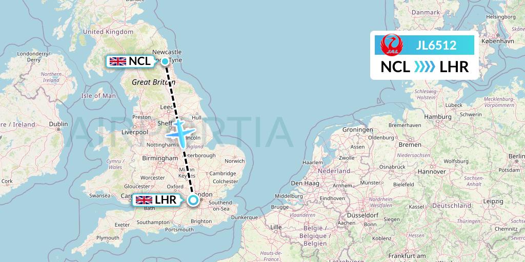 JL6512 Flight Status Japan Airlines: Newcastle to London (JAL6512)