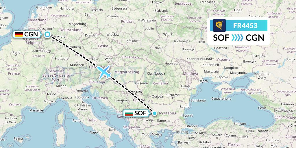 FR4453 Flight Status Ryanair: Sofia to Cologne (RYR4453)