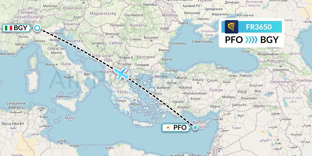 FR3650 Flight Status Ryanair: Pafos to Milan (RYR3650)