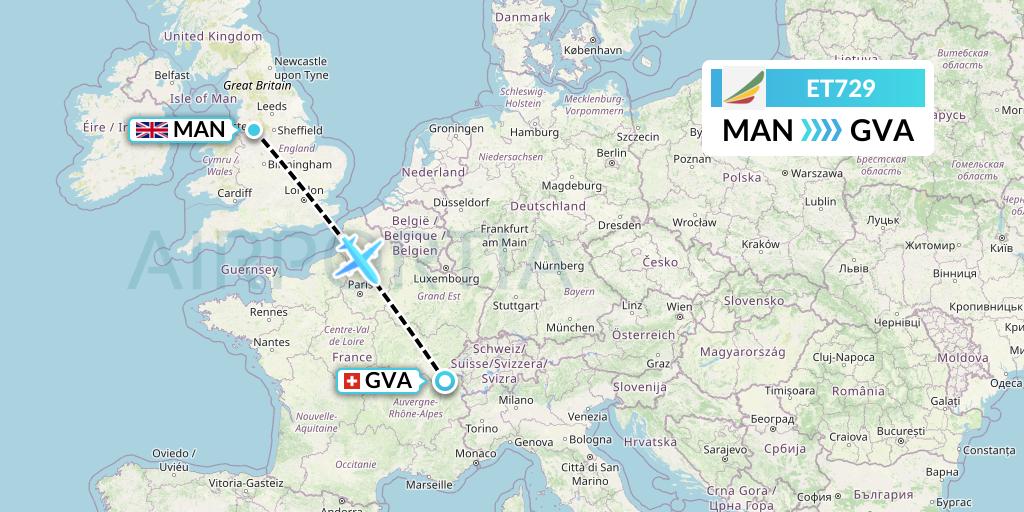 ET729 Flight Status Ethiopian Airlines: Manchester to Geneva (ETH729)