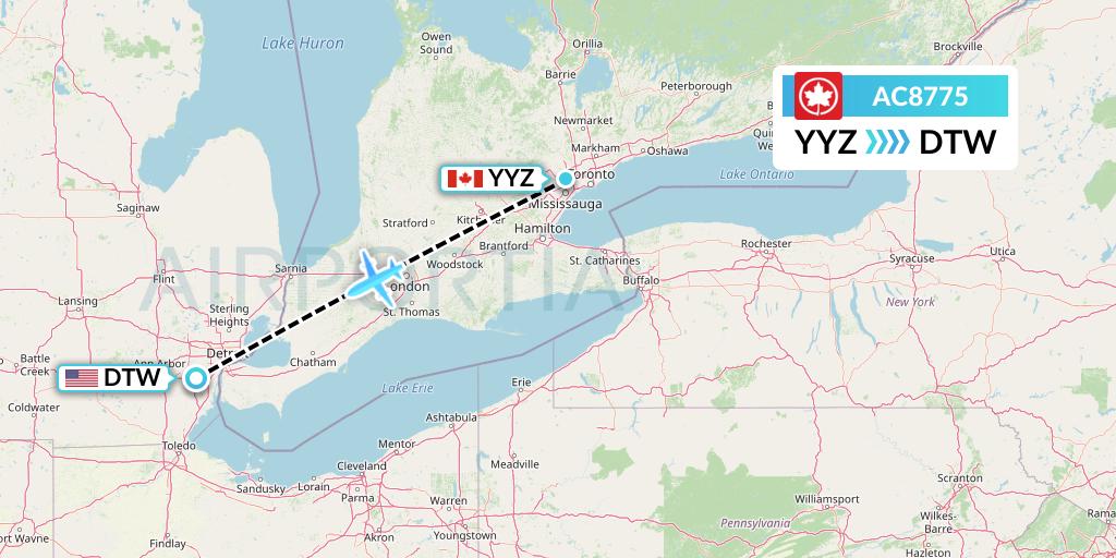 AC8775 Flight Status Air Canada: Toronto to Detroit (ACA8775)