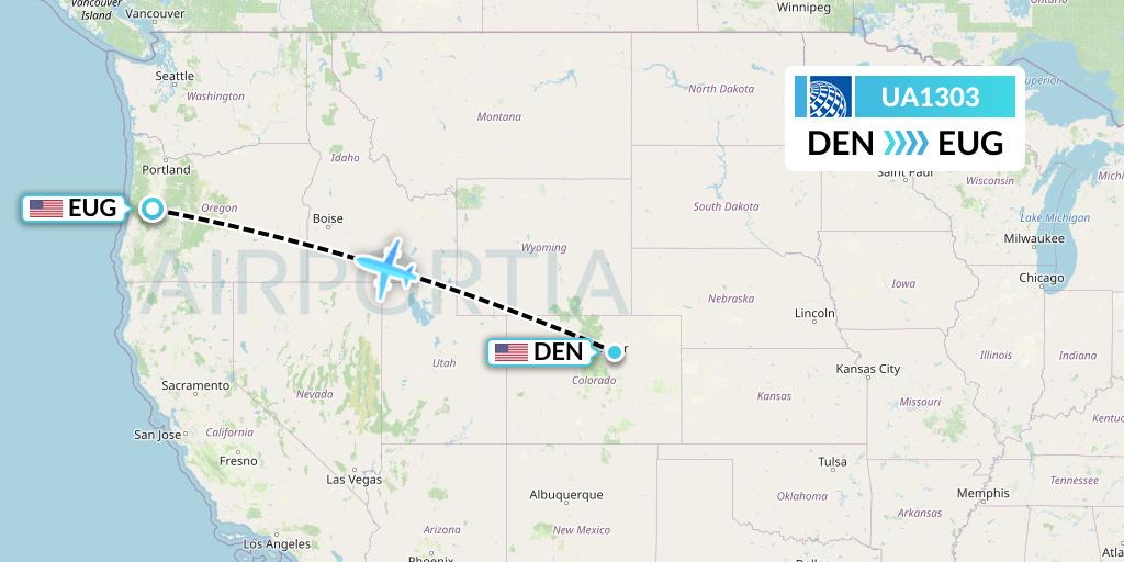 UA1303 Flight Status United Airlines: Denver to Eugene (UAL1303)