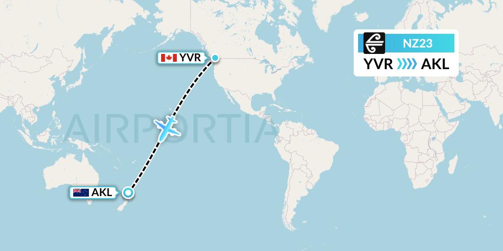 NZ23 Flight Status Air New Zealand: Vancouver to Auckland (ANZ23)