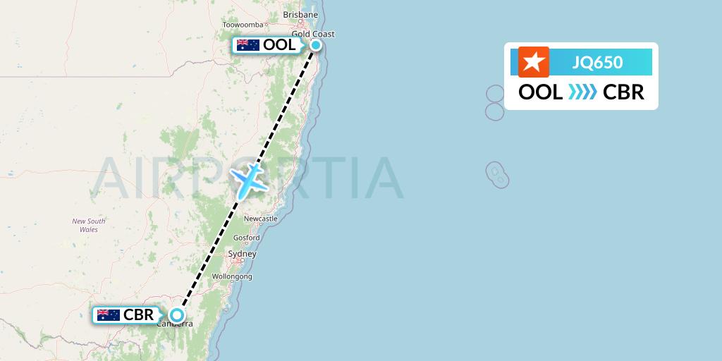 JQ650 Flight Status Jetstar Airways: Gold Coast to Canberra (JST650)