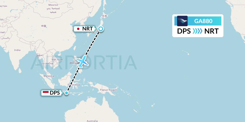 GA880 Flight Status Garuda Indonesia: Denpasar to Tokyo (GIA880)